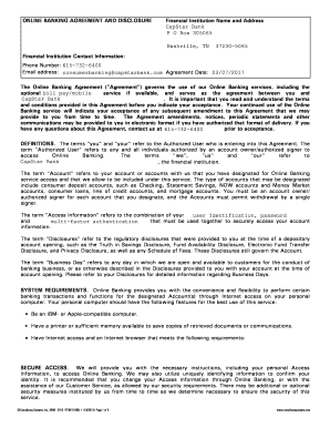 Fillable Online Online Banking Agreement. To provide terms and ...