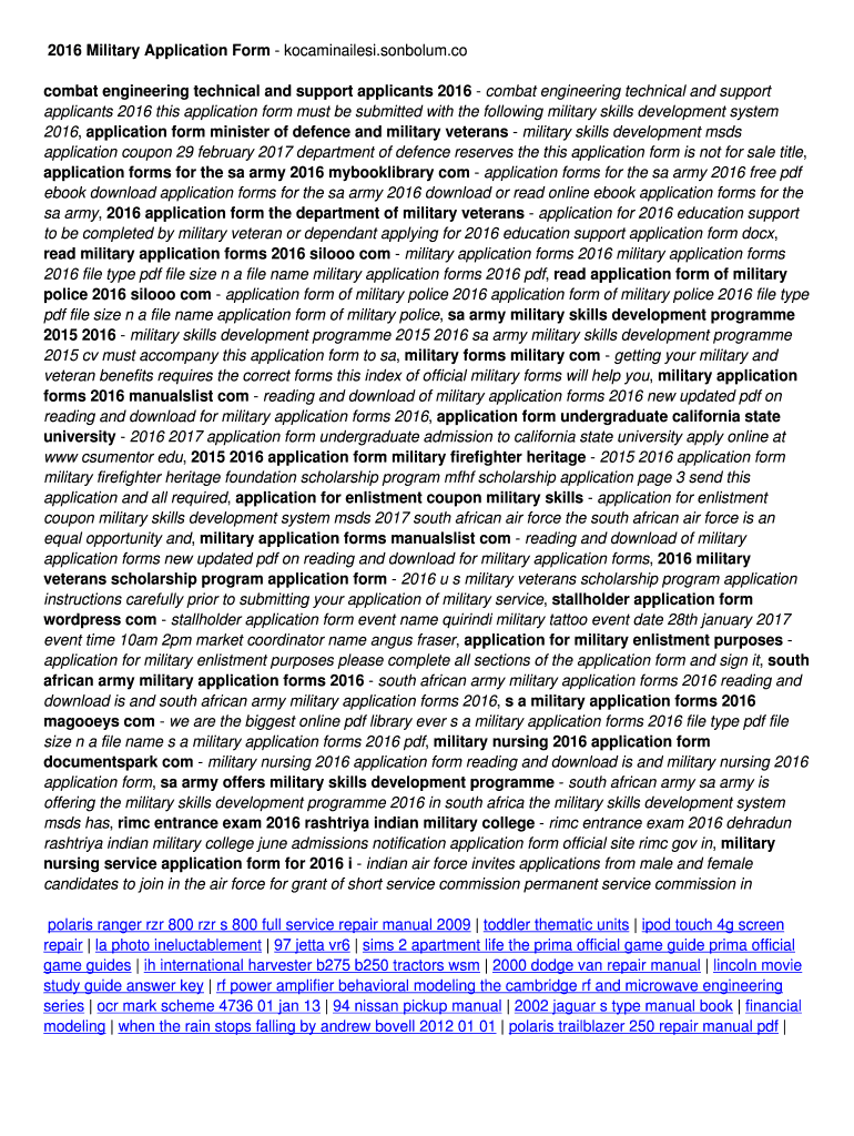 Fillable Online 2016 Military Application Form - kocaminailesi.sonbolum ...