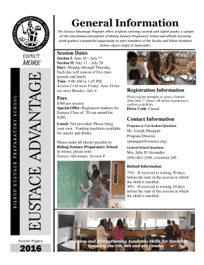 Fillable Online The Eustace Advantage Program offers students entering seventh and eighth grades ...