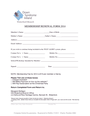 Fillable Online Renewal Membership Form - dsiwaterford.ie Fax Email ...