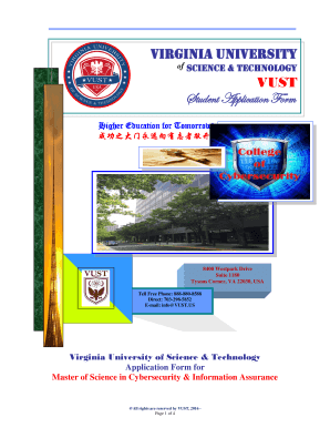 Fillable Online Virginia University VUST Student Application Form Fax ...