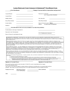 Fillable Online Lamar Bank and Trust Company E-Statements Enrollment Form Fax Email Print ...