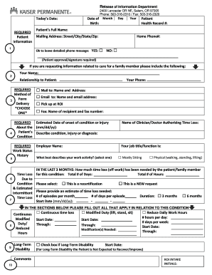 Fillable Online info kaiserpermanente Kaiser Permanente Release of ...