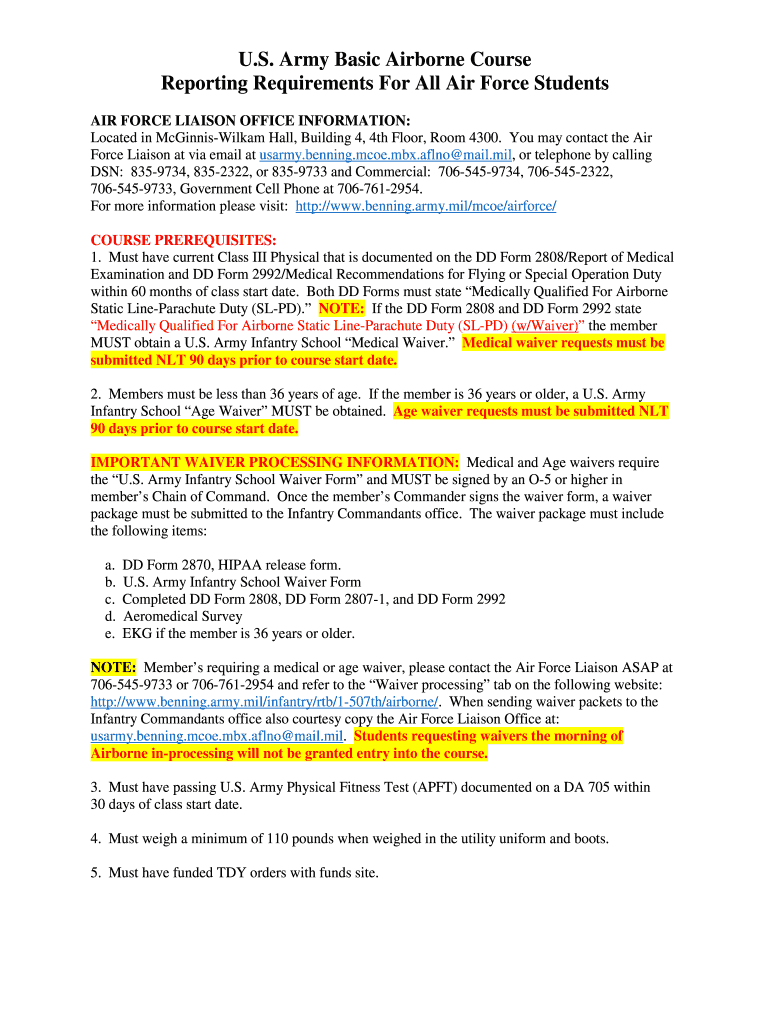 Fillable Online Army Basic Airborne Course Fax Email Print - pdfFiller
