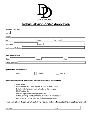 Fillable Online Individual Sponsorship Guidelines - Diode Dynamics Fax ...