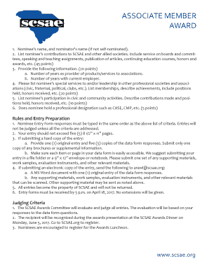 Fillable Online Associate Member of the Year Nomination Form Fax Email ...