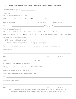 Fillable Online donation form - VNA Care Fax Email Print - pdfFiller