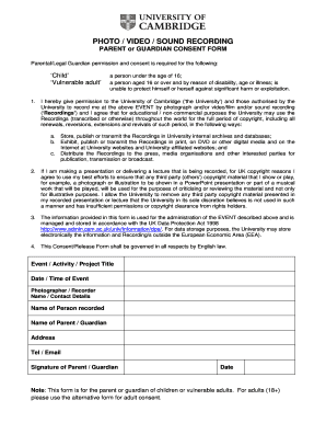 Fillable Online PARENT/ LEGAL GUARDIAN CONSENT/RELEASE FORM * Fax Email ...