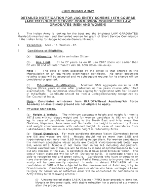 Fillable Online join indian army detailed notification for jag entry ...