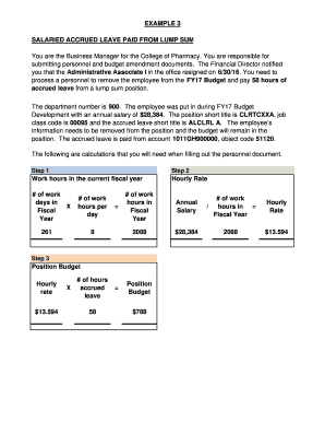 Fillable Online SALARIED ACCRUED LEAVE PAID FROM LUMP SUM Fax Email ...