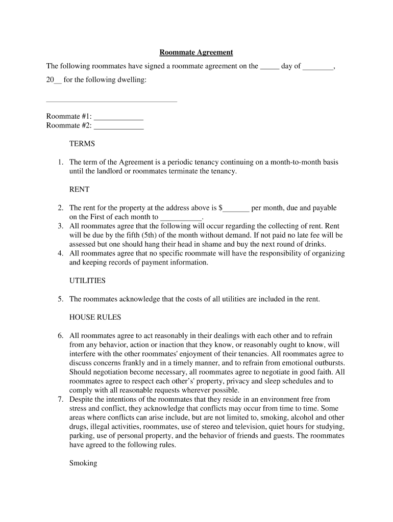 Fillable Online LawDepot's Roommate Agreement - Amazon S3 Fax Email Print - pdfFiller