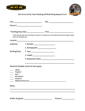 Fillable Online (AFTB) Briefing Request Form Unit - Fort Campbell MWR ...