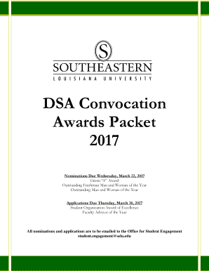Fillable Online DSA Awards Nomination Packet - Southeastern Louisiana ...
