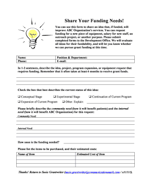 Fillable Online Sample Funding Idea Form Fax Email Print - pdfFiller