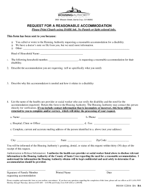 Fillable Online REQUEST FOR A REAONABLE ACCOMMODATION Fax Email Print ...