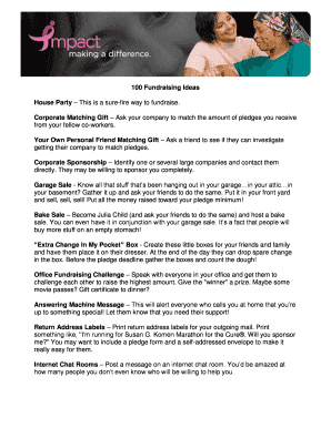 Fillable Online 100 Fundraising Ideas Fax Email Print - pdfFiller