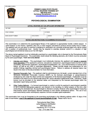 Fillable Online psychological examination - Pennsylvania State Police ...