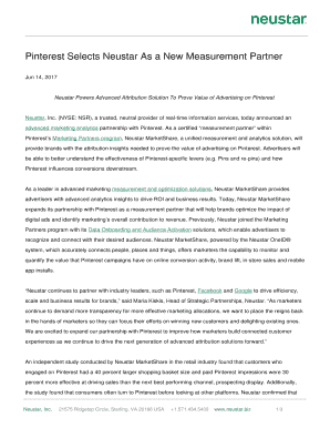 Fillable Online Pinterest Selects Neustar As a New Measurement Partner ...