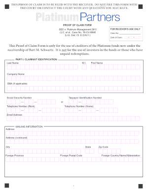 Fillable Online THIS PROOF OF CLAIM IS TO BE FILED WITH THE RECEIVER ...