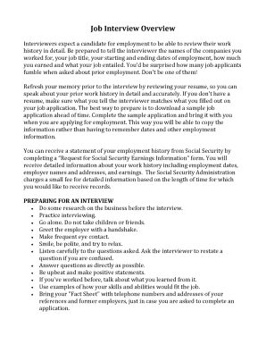 Fillable Online Job Interview Overview Fax Email Print - pdfFiller