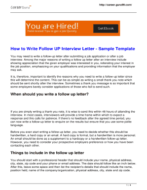Fillable Online How to Write Follow UP Interview Letter - Sample ...