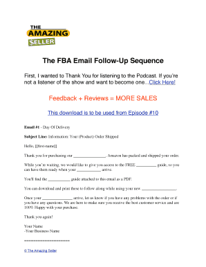 Fillable Online The FBA Email Follow-Up Sequence Fax Email Print - pdfFiller