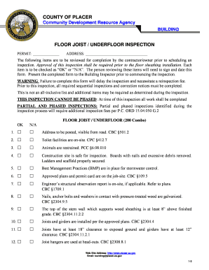 Fillable Online FLOOR JOIST-UNDERFLOOR INSPECTION CHECKLIST.doc Fax ...