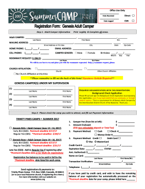 Fillable Online Step 1: Adult Camper Information Fax Email Print ...