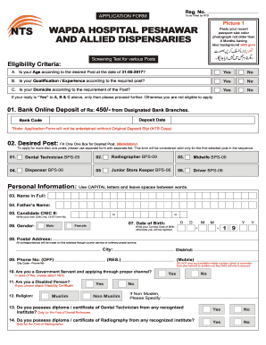 Fillable Online WAPDA Hospital Peshawar and Allied Dispensaries Form Fax Email Print - pdfFiller