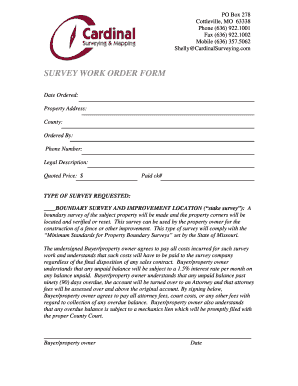 Fillable Online Boundary Survey Order Form - Cardinal Surveying Fax ...
