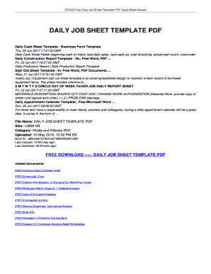 Fillable Online PDF Daily Job Sheet Template. Free Download Daily Job ...