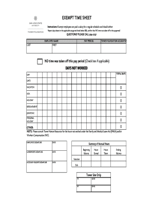 Fillable Online EXEMPT TIME SHEET Fax Email Print - pdfFiller