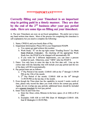 Fillable Online Correctly filling out your Timesheet is an important ...