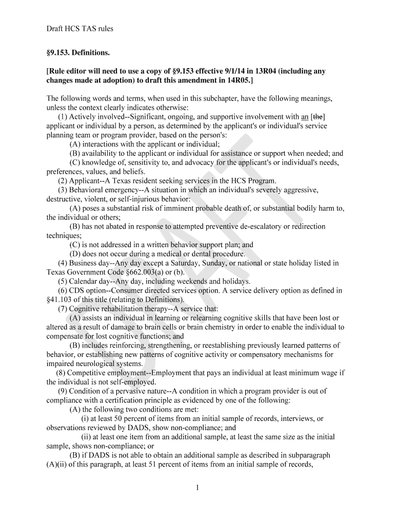 Fillable Online HCS TAS Rules 9.153. Definitions. HCS TAS Rules 9.153 ...