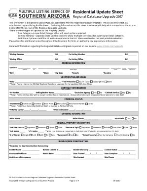 Fillable Online Residential Update Sheet Fax Email Print - pdfFiller