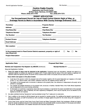 Fillable Online Permit Application Number File Number Contra Costa ...