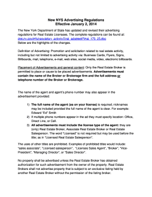 Fillable Online New NYS Advertising Regulations Fax Email Print - pdfFiller