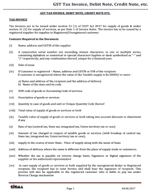 Fillable Online GST Tax Invoice, Debit Note, Credit Note, etc Fax Email ...