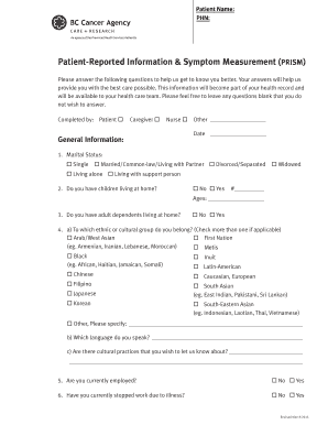 Fillable Online Patient-Reported Information & Symptom Measurement ...