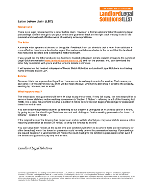 Fillable Online Guide to letter before claim Fax Email Print - pdfFiller