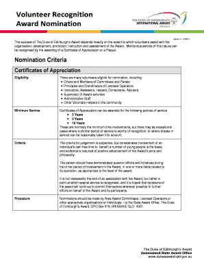 Fillable Online volunteer-recognition. nomination form for recognition of volunteers Fax Email ...