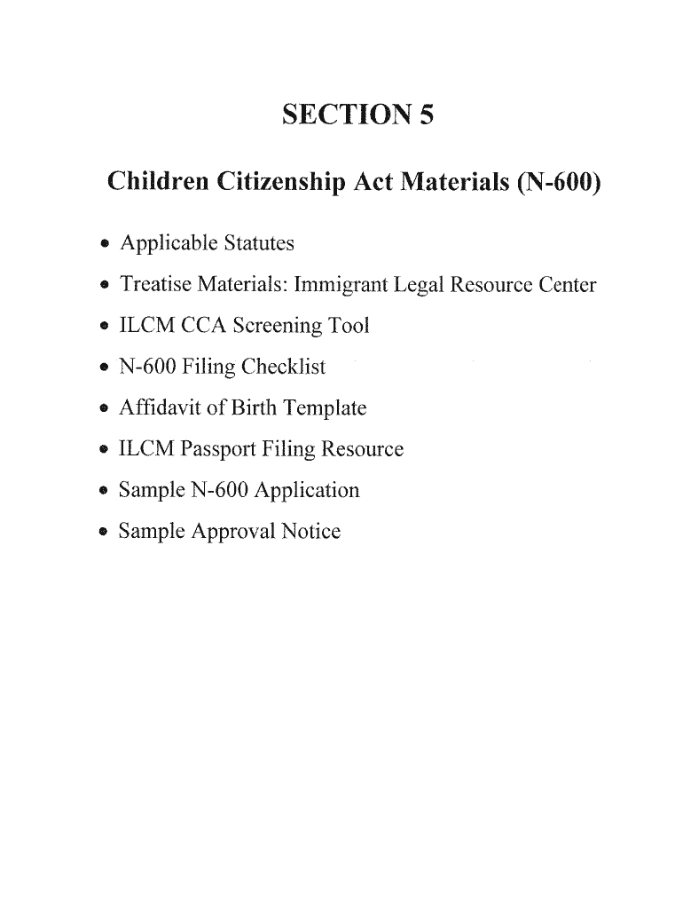 Fillable Online Children Citizenship Act Materials (N-600) Fax Email ...