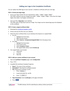 Fillable Online Adding your Logo to the Completion Certificate Fax ...