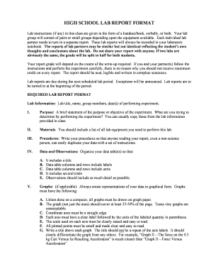 Fillable Online high school lab report format - Ramadoss S Fax Email ...