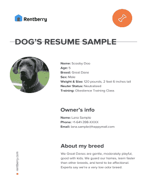Fillable Online DOGS RESUME SAMPLE Fax Email Print - pdfFiller