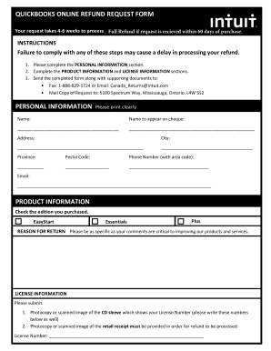 Fillable Online quickbooks online refund request form - Intuit Fax ...