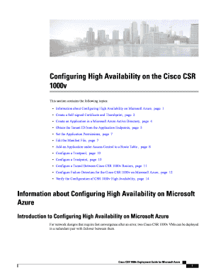 Fillable Online Configuring High Availability on the Cisco CSR 1000v ...
