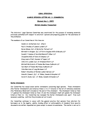 Fillable Online Legal Opinions: Sample Opinion Letter No. 3 - The Law ...