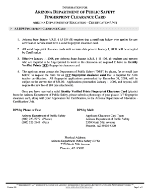 Fillable Online Information for Fingerprint Clearance Card.doc Fax ...