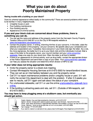 Fillable Online What you can do about Poorly Maintained Property - City ...